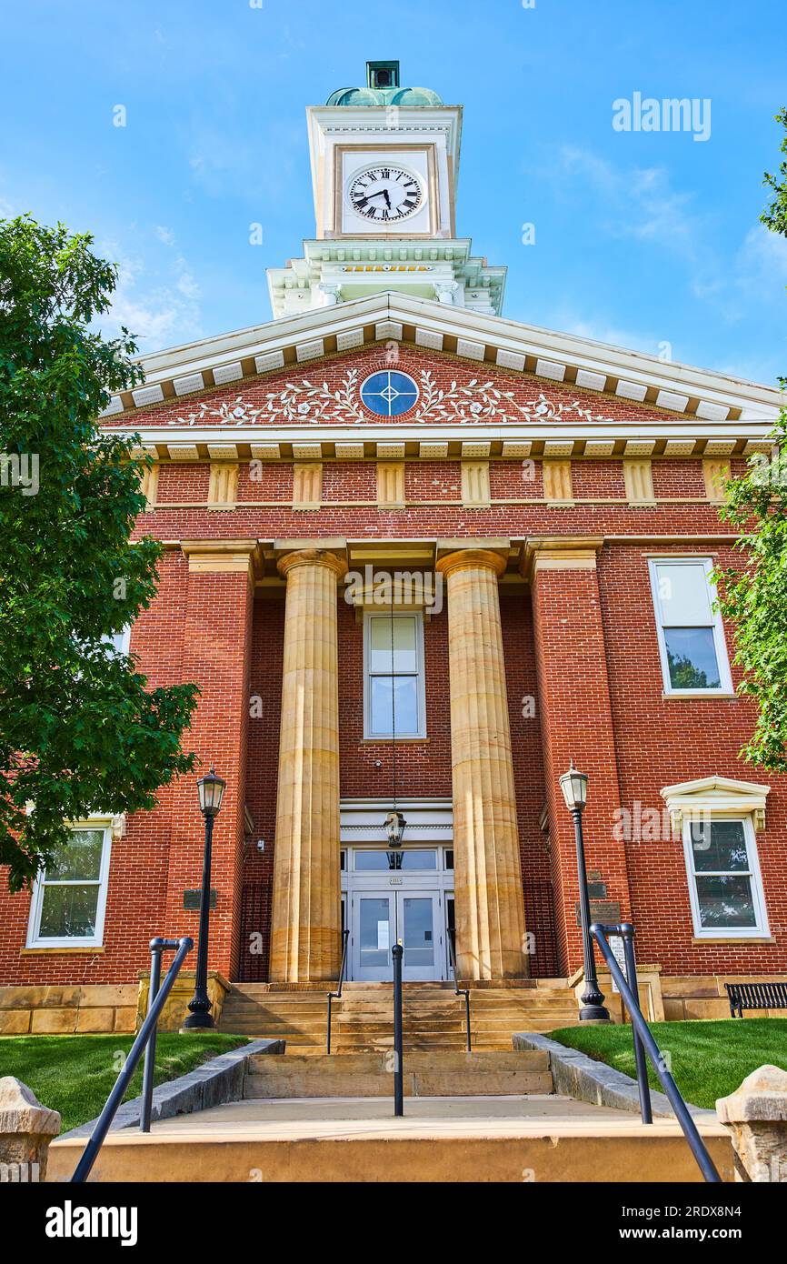 Vertical of main entrance to courthouse for Knox County an old brick ...
