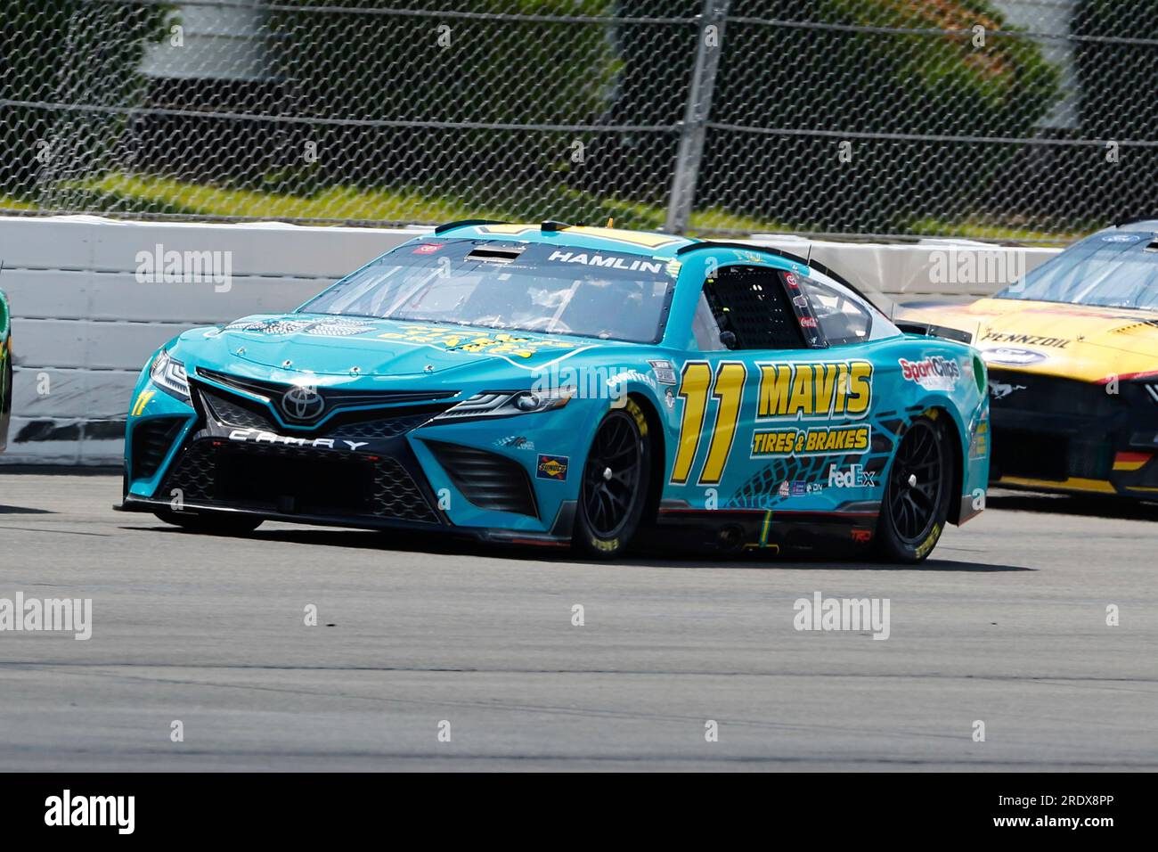 LONG POND, PA - JULY 23: Denny Hamlin (#11 Mavis Tires & Brakes Joe ...