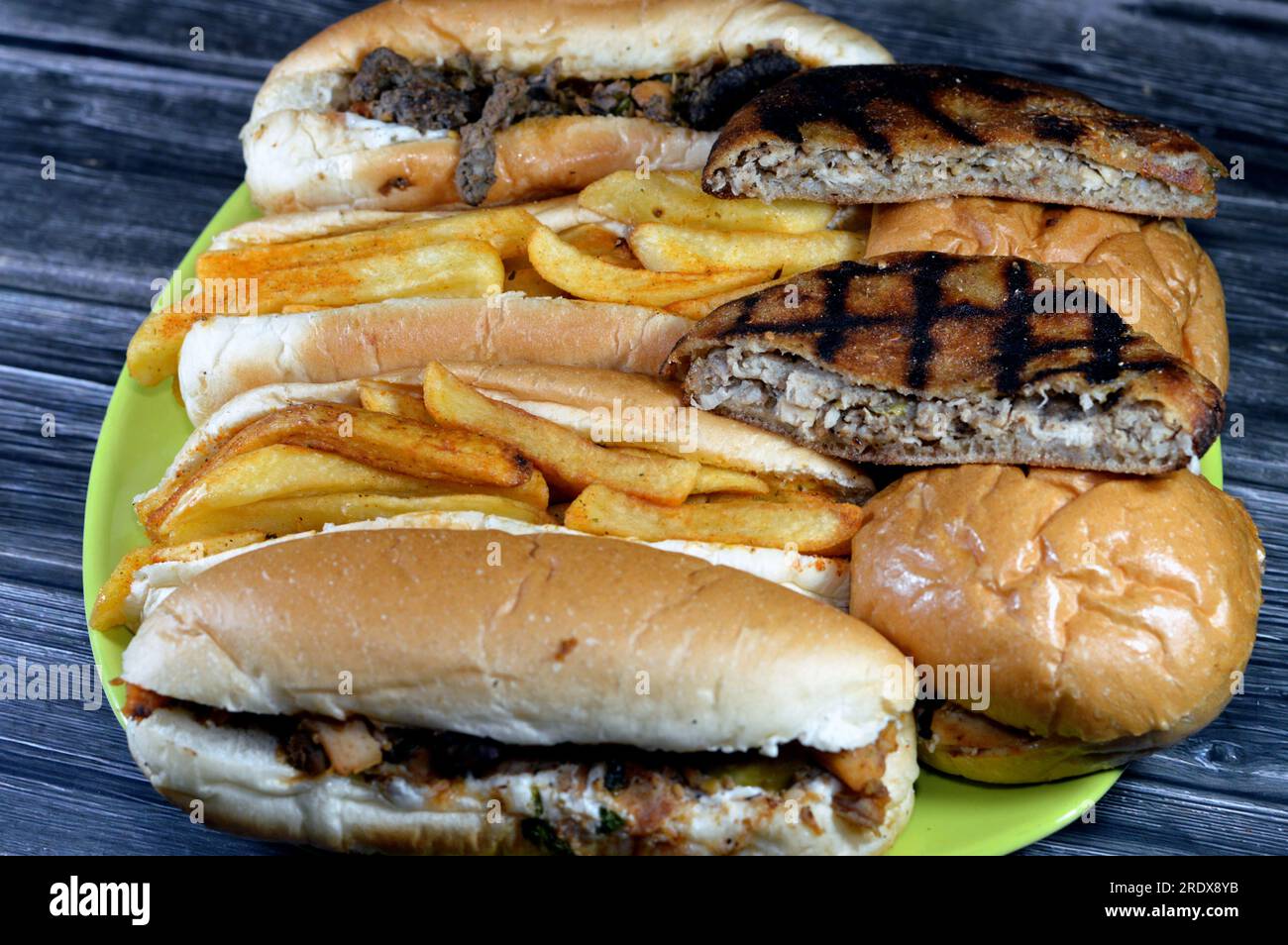 Various sandwiches, Chicken and Beef meat shawarma sandwiches ...