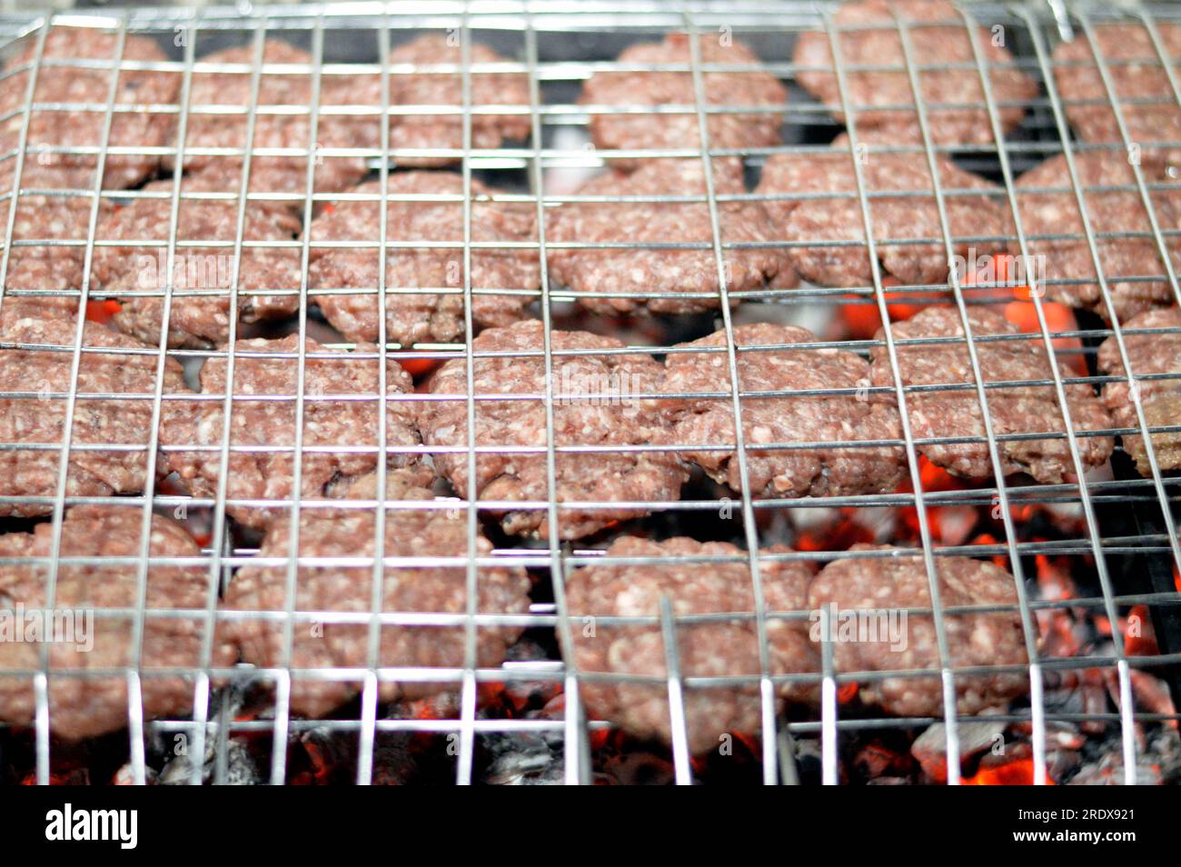 Grilling meatballs beef minced grounded meat kofta kufta in a ...