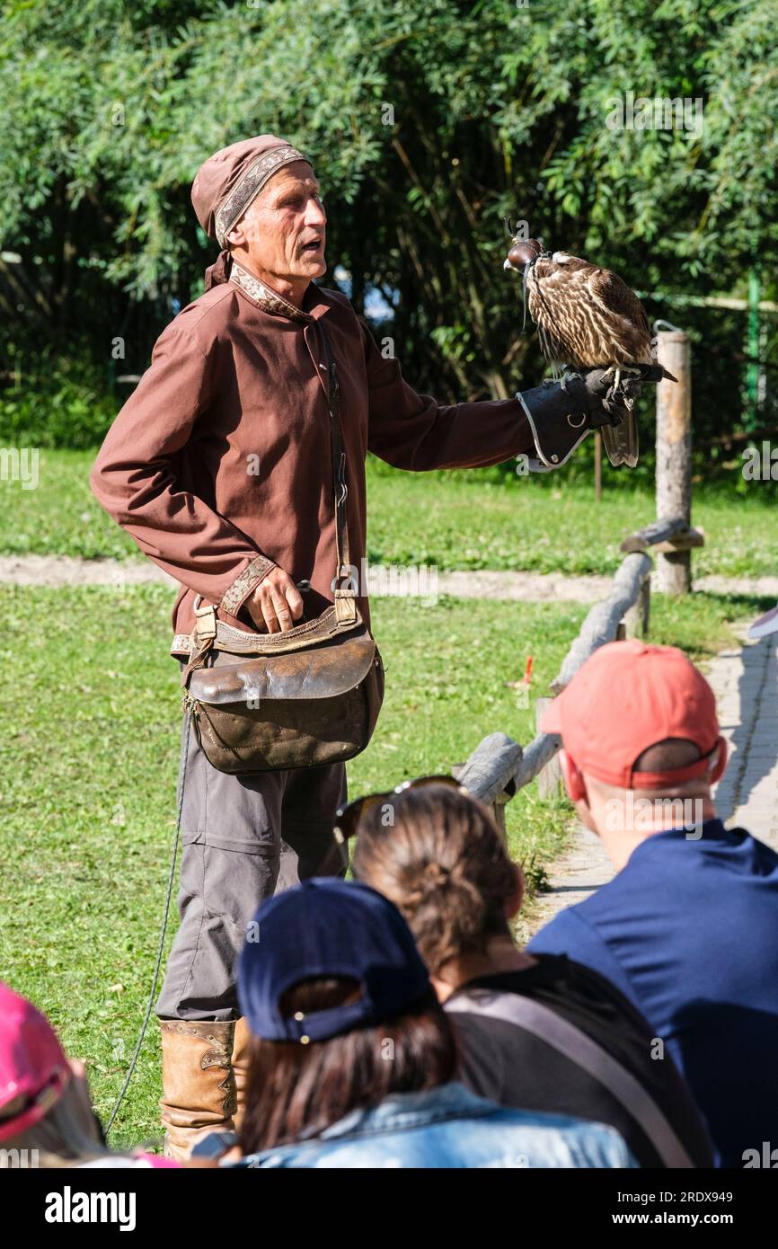 Kazakhstan, Almaty. Sunkar Falcon Center Show Demonstrating Falcon ...