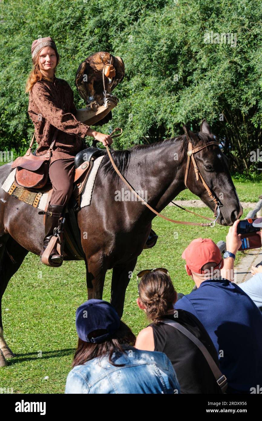 Kazakhstan, Almaty. Sunkar Falcon Center Show Demonstrating Birds of ...