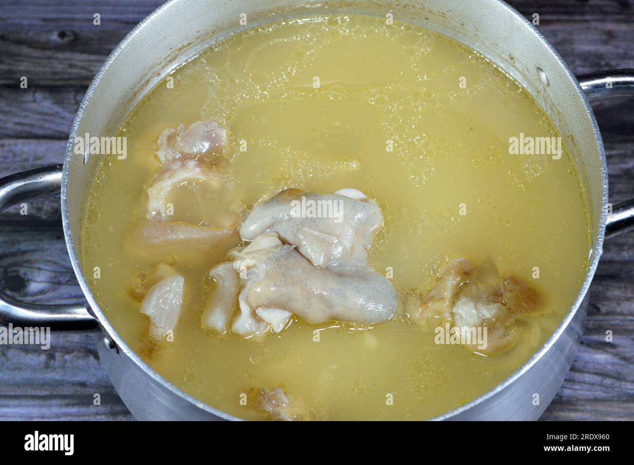 Arabic Egyptian cuisine of kawareh trotters with its traditional soup ...