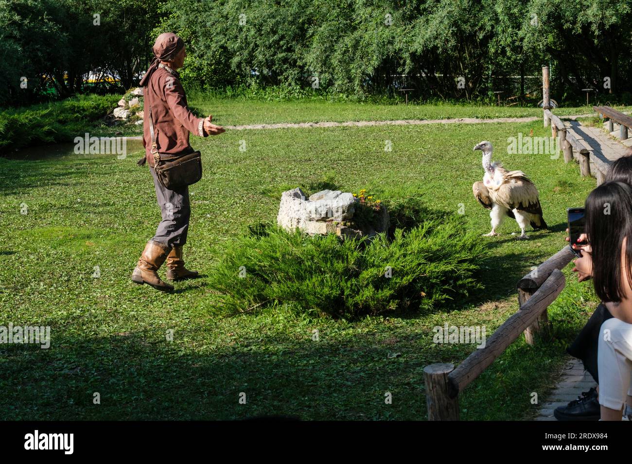 Kazakhstan, Almaty. Sunkar Falcon Center Show Demonstrating Vulture ...