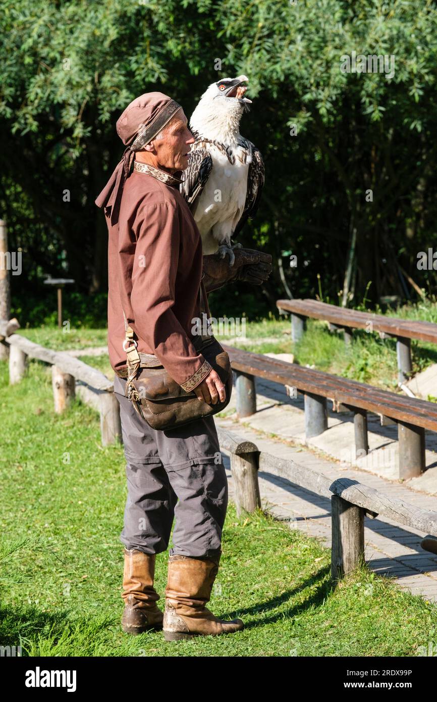 Kazakhstan, Almaty. Sunkar Falcon Center Show Demonstrating Bearded ...