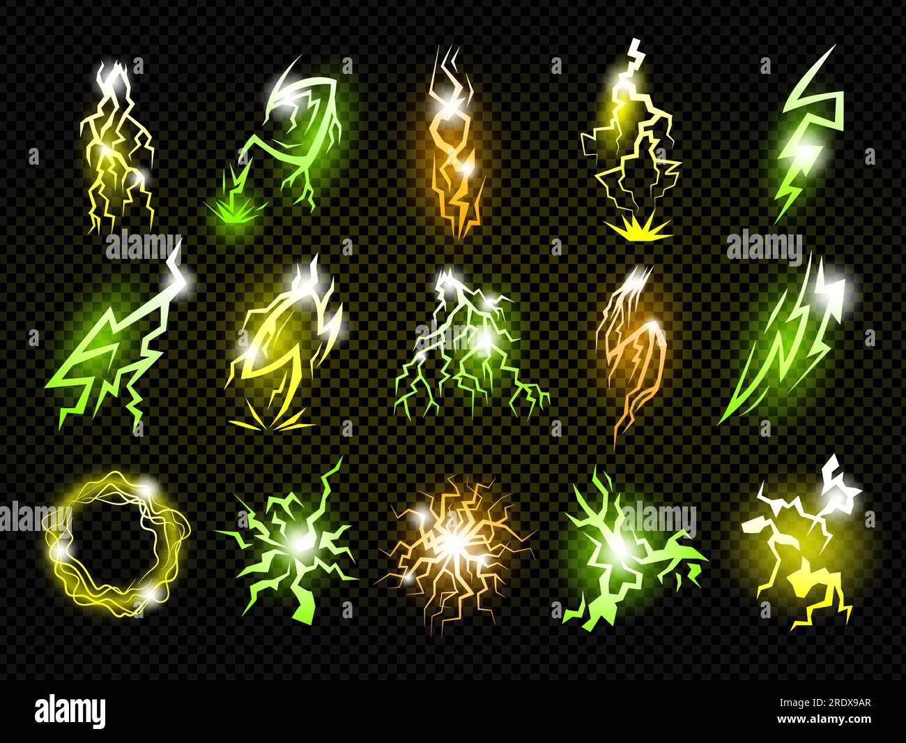 Lighting effects. Glowing electricity lighting recent vector cartoon ...