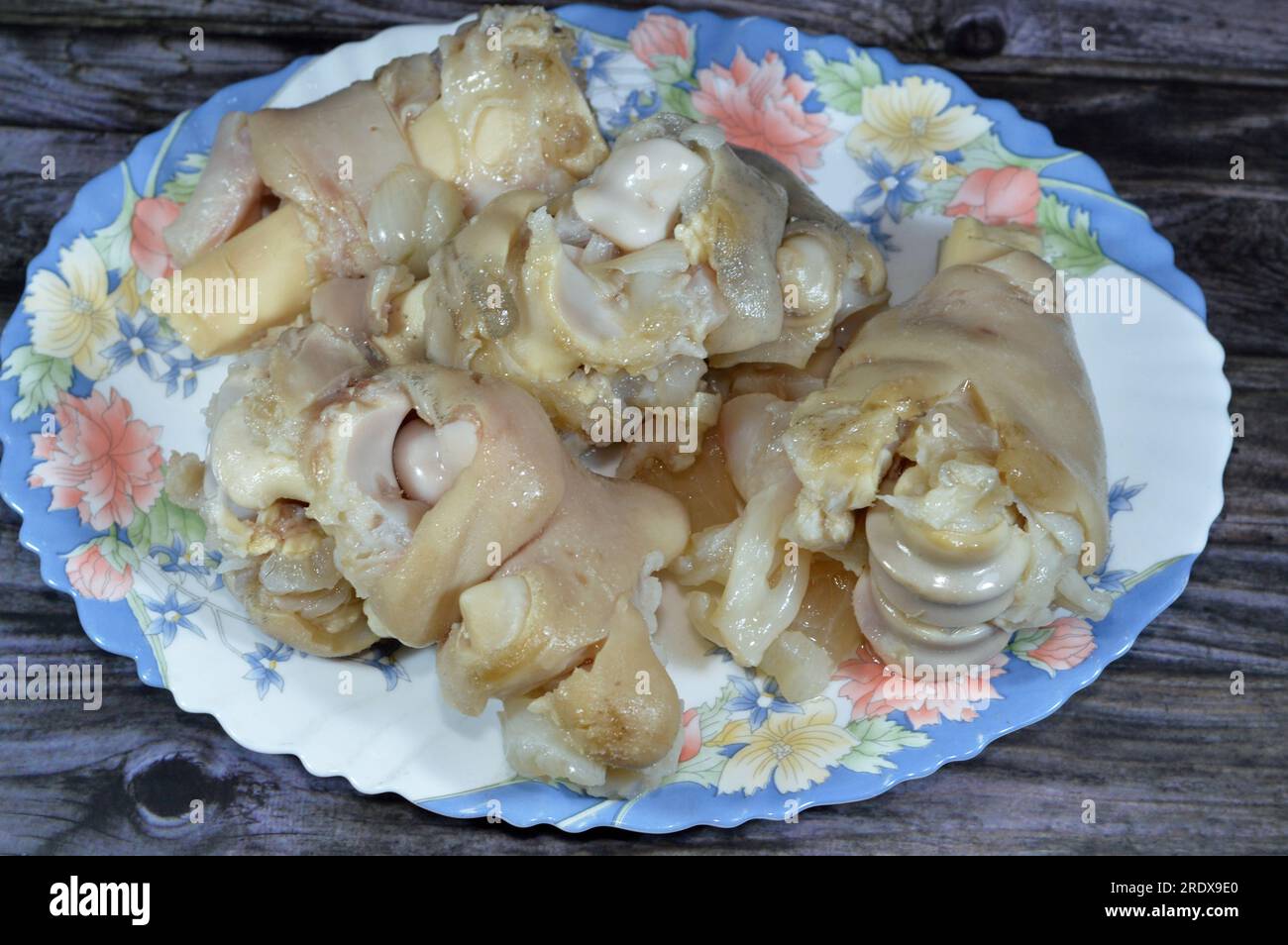 Arabic Egyptian cuisine of kawareh trotters with its traditional soup ...