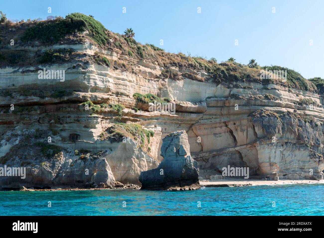 View of coastline in southern Italy. Scenic view from the boat on sunny ...