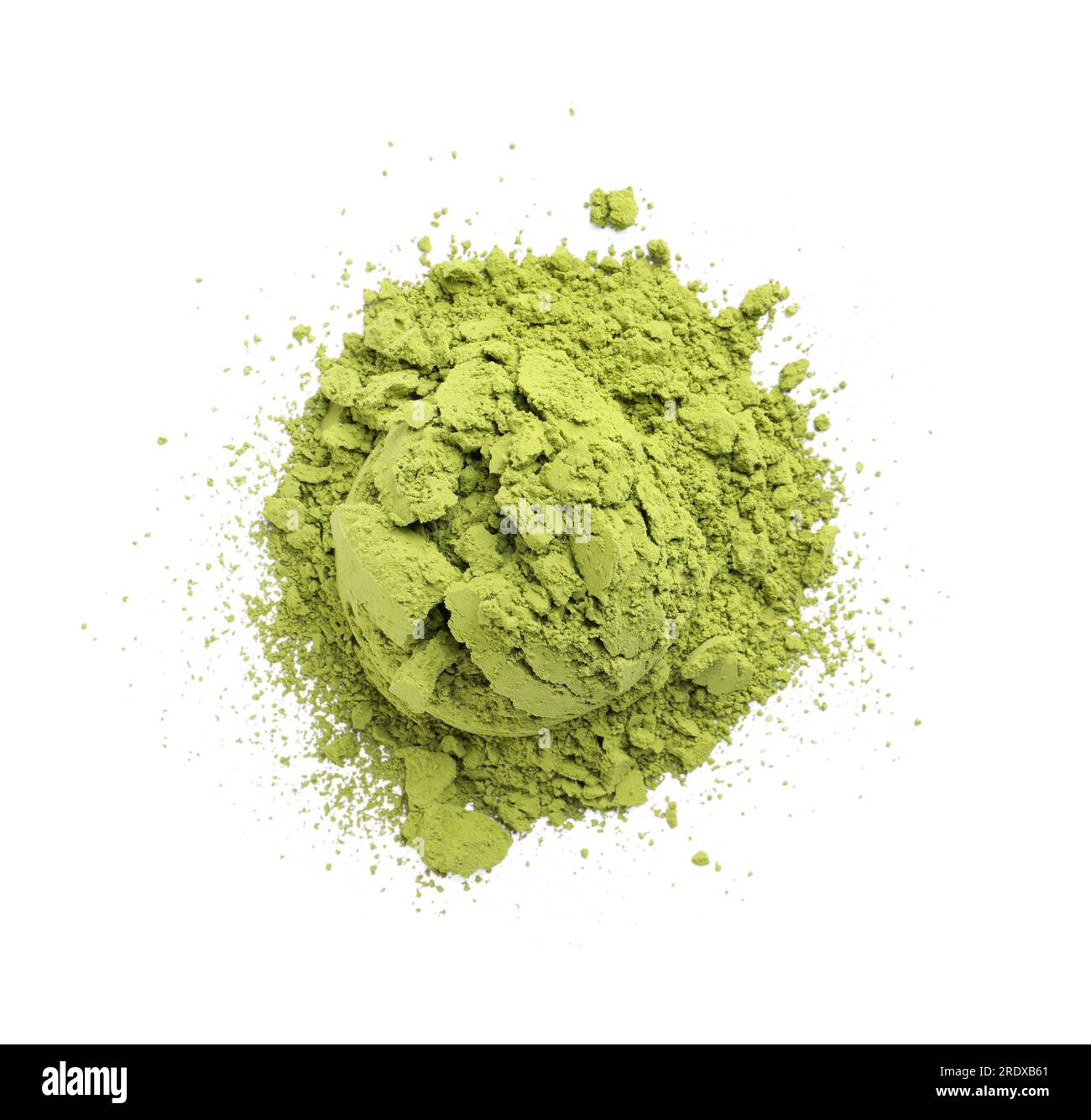 Pile of green matcha powder isolated on white, top view Stock Photo - Alamy