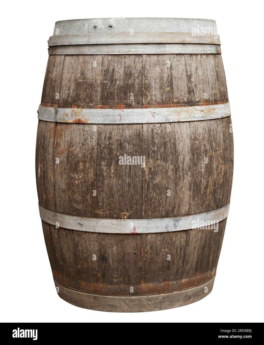 One wooden barrel with metal hoops isolated on white Stock Photo - Alamy
