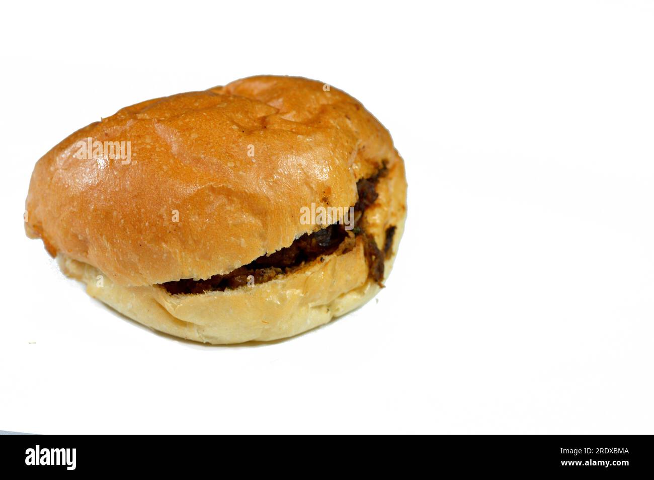 Beef meat shawarma sandwich in a bun, a popular Middle Eastern dish ...