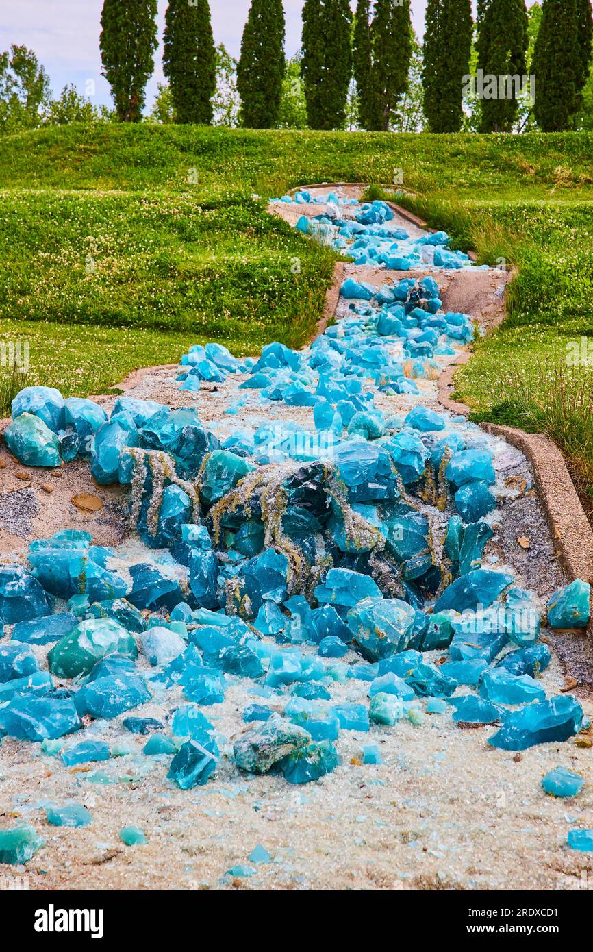Gorgeous blue glass path with chunks of turquoise glass shards ...