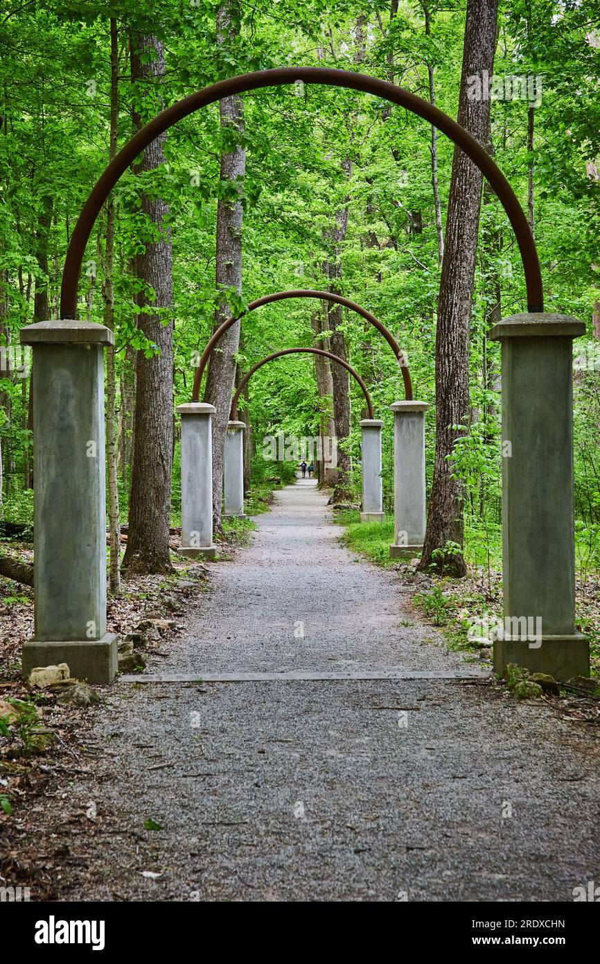 Concrete trail, path through Walkway of Roses in destroyed amusement ...