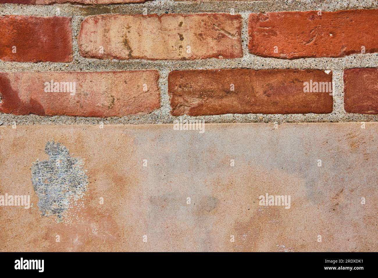 Split wall background asset with half red brick wall and half skin tone ...