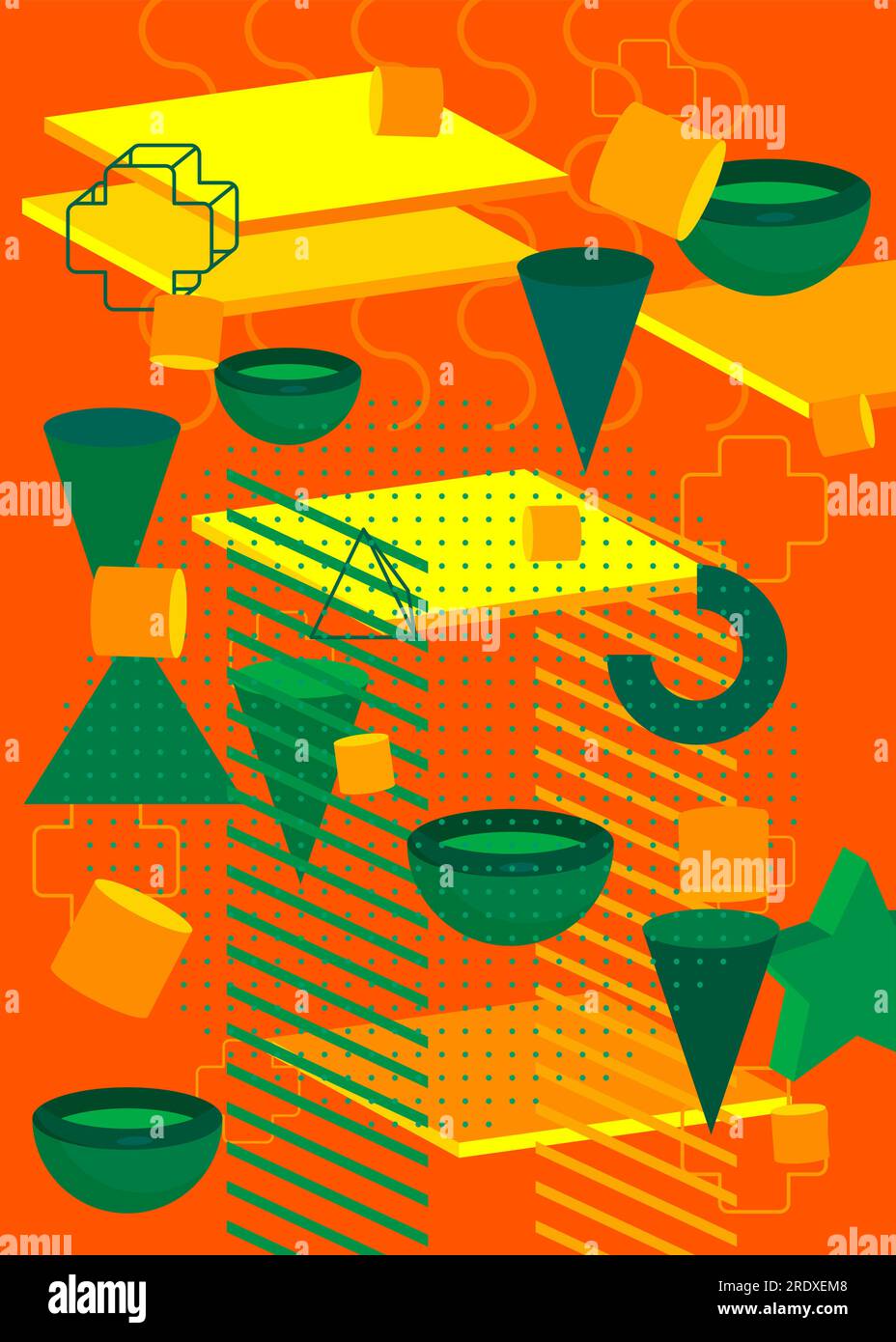 Green And Yellow Geometric Graphic Background Illustration Design Vector With Colored Shapes