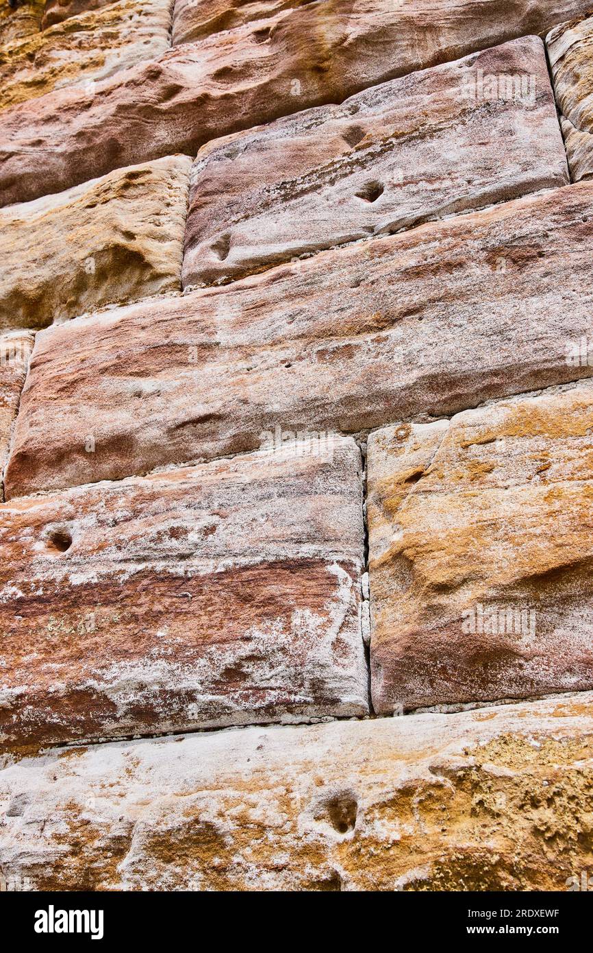 Vertical wall of rustic gold and yellow bricks background asset Stock ...