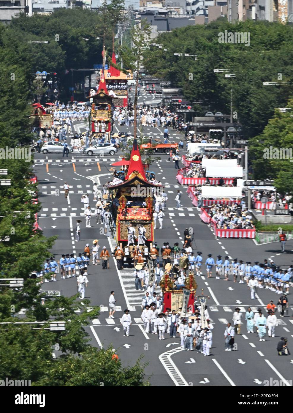 Yamahoko floats parade during Ato Matsuri, or Latter Festival of the ...