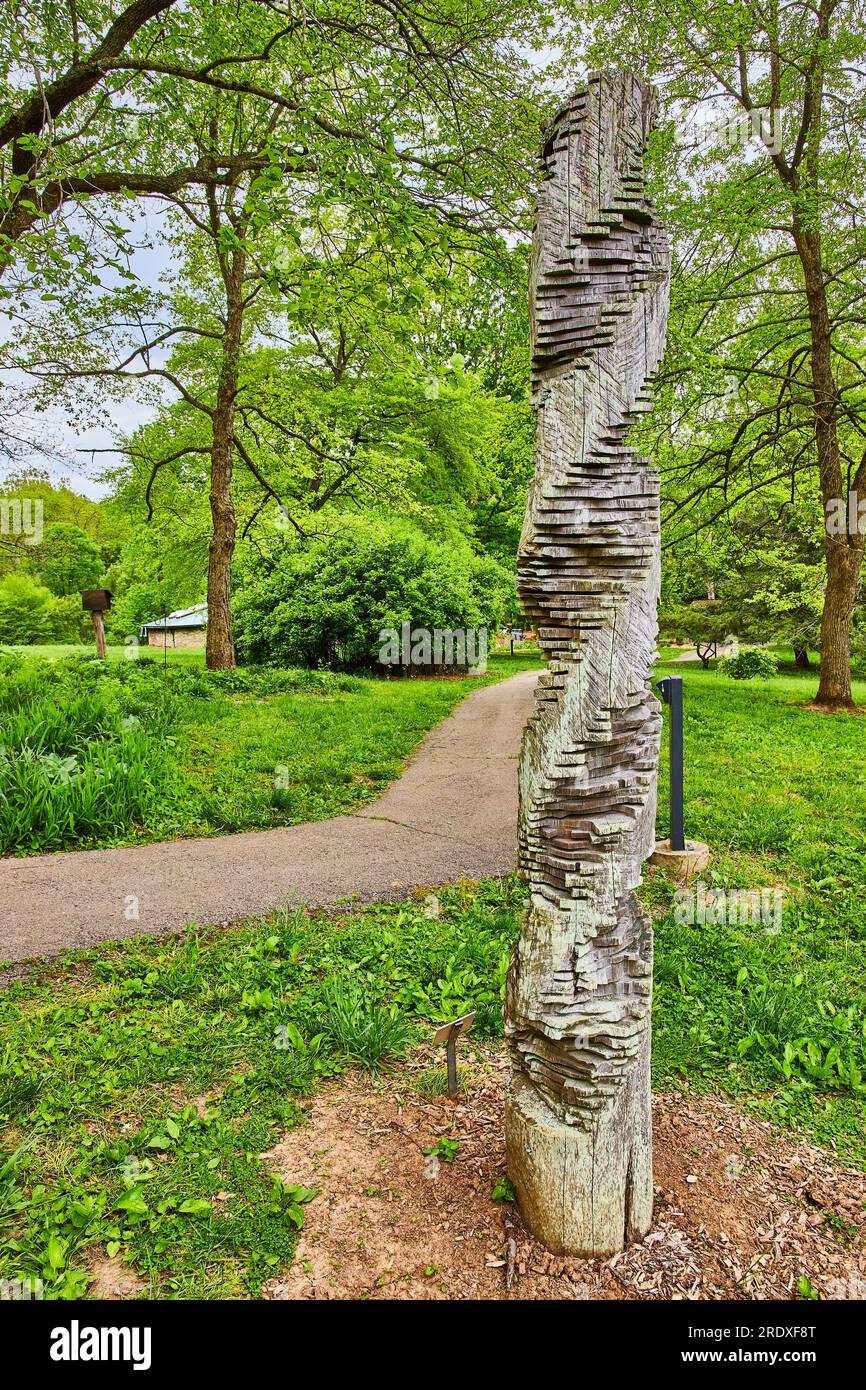 Spiral Double Helix art crafted by artist Heike Endermann standing next ...