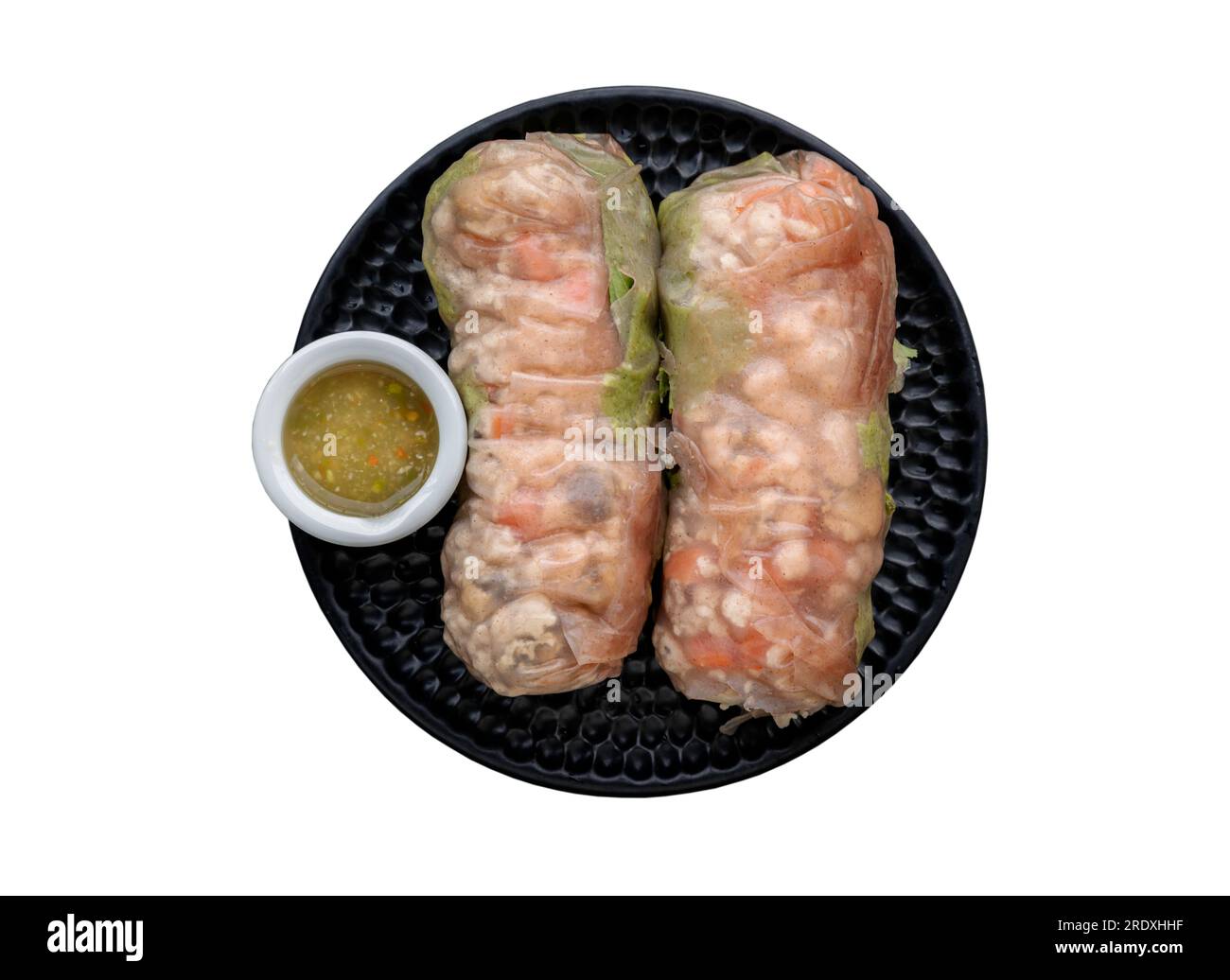 Homemade spring rolls wrapped in riceberry rice paper stuffed with ...