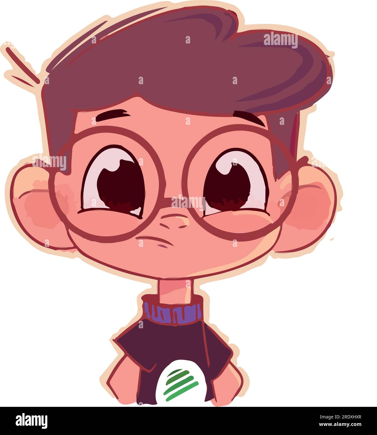 Vector art drawing of boy with glasses Stock Vector Image & Art - Alamy