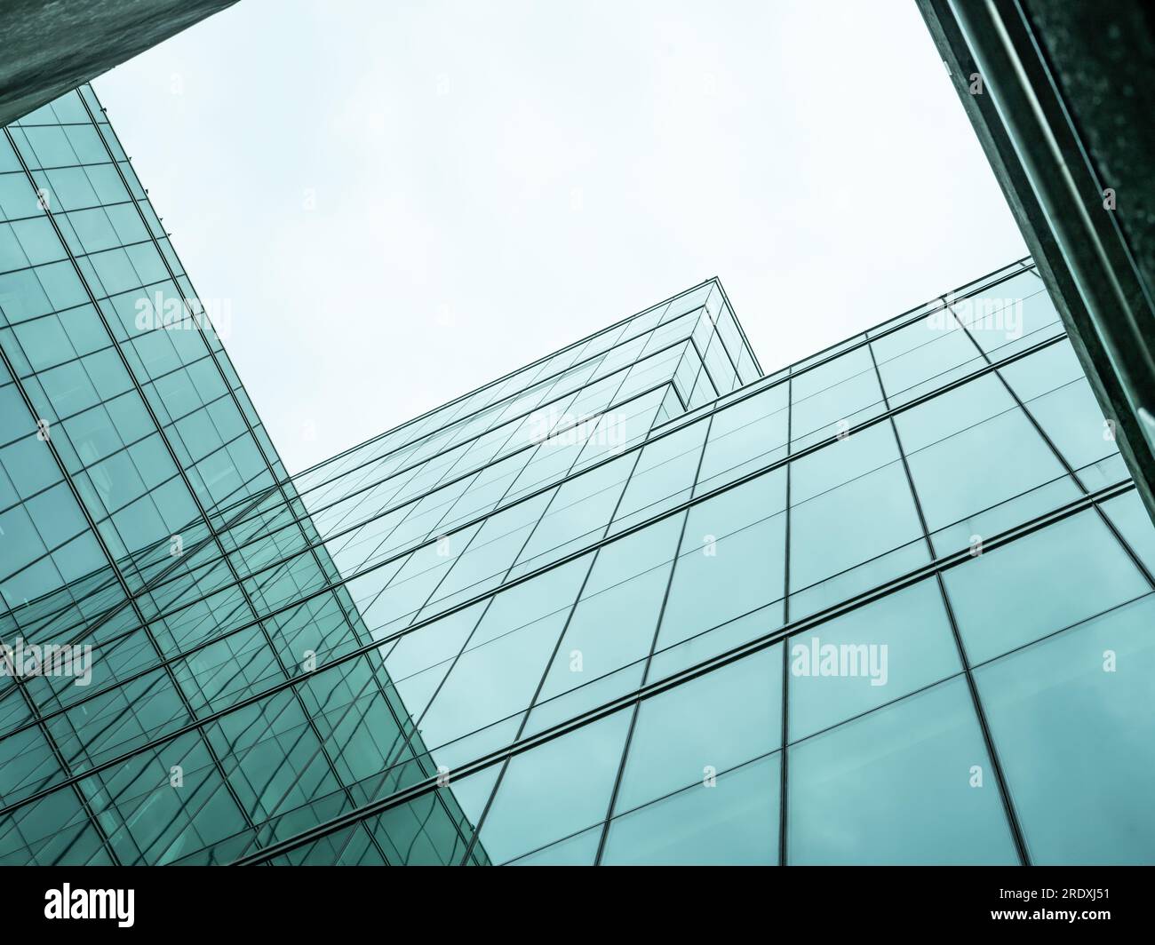 Modern sustainable green glass office building. Exterior view of ...