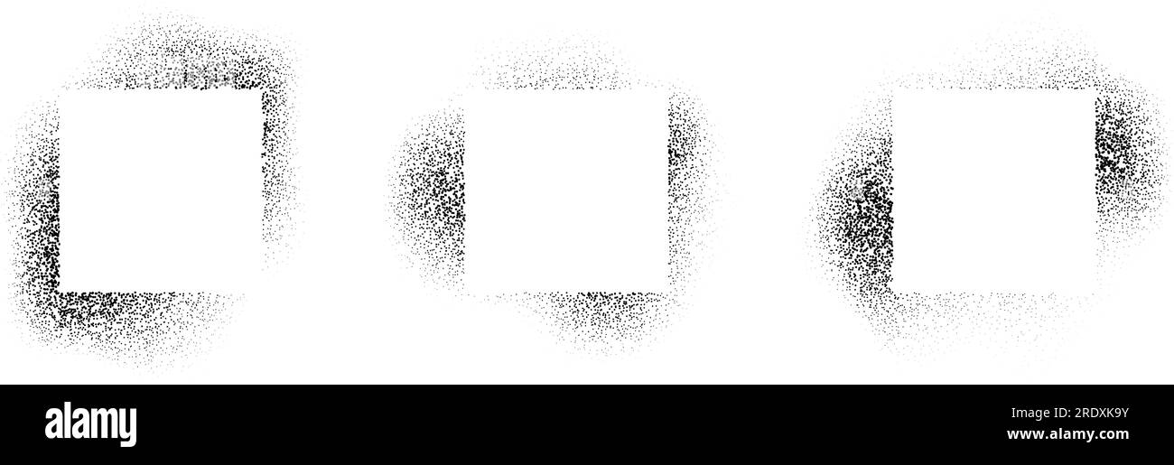 Square frames collection with spray stencil effect. Grunge dotted ...