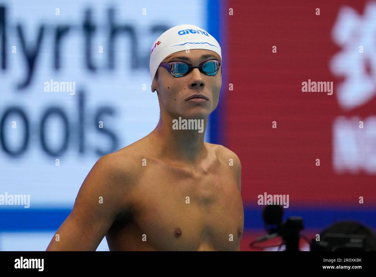 David Popovici of Romania reacts after competing in the men's 200m ...