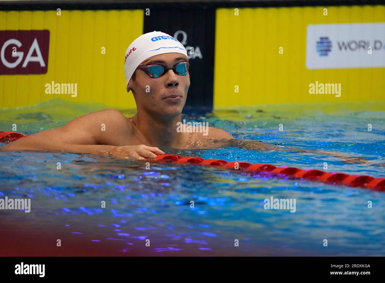 David Popovici of Romania reacts after competing in the men's 200m ...