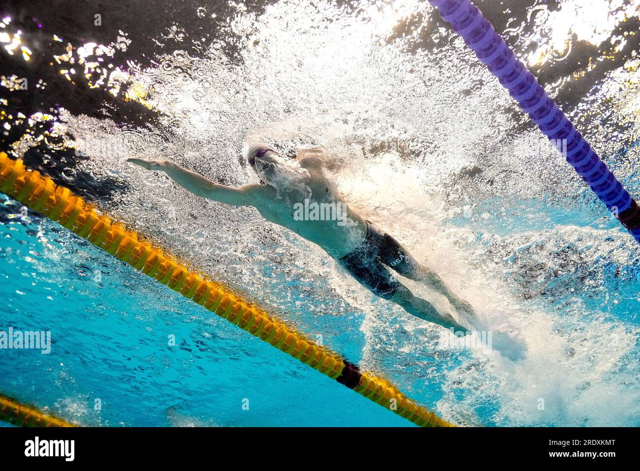 Luke Hobson, of the United States, competes in a men's 200-meter ...
