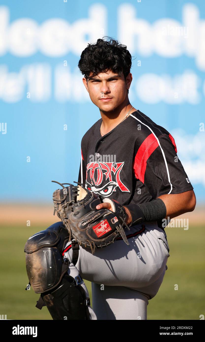 Ethan Salas (12) of the Lake Elsinore Storm before a game against the ...
