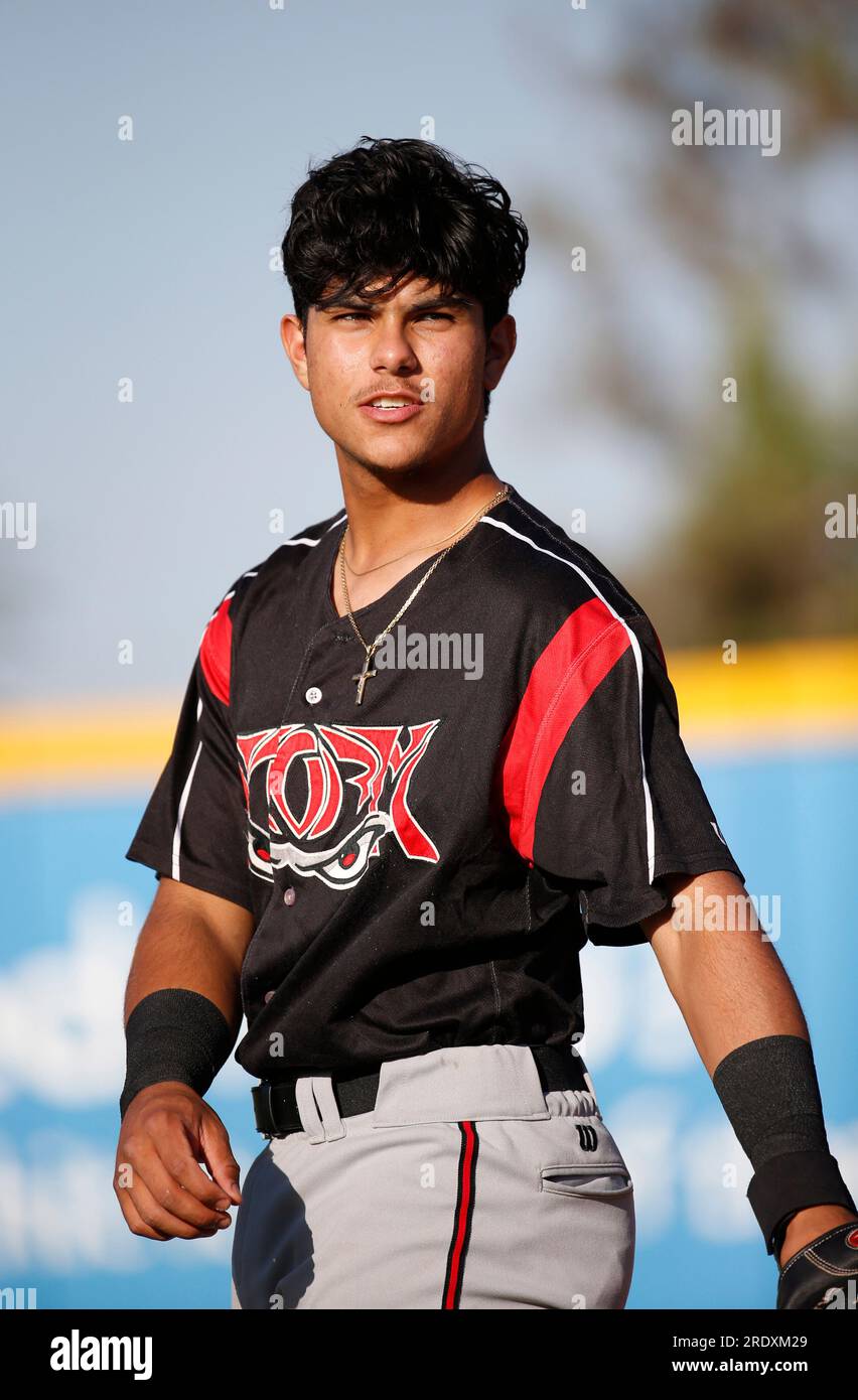 Ethan Salas (12) of the Lake Elsinore Storm before a game against the ...
