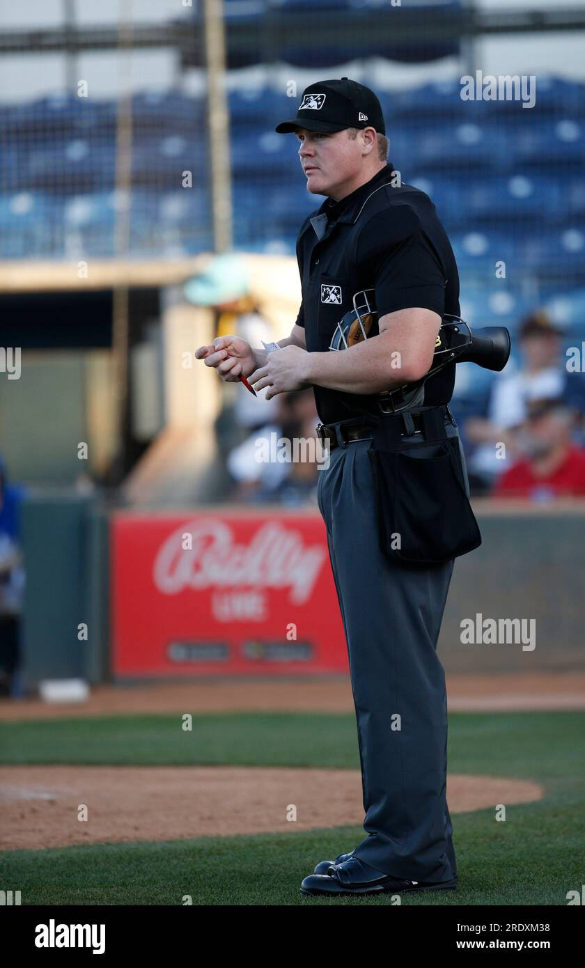 Umpire Jared Duerson works a California League game between the Lake ...