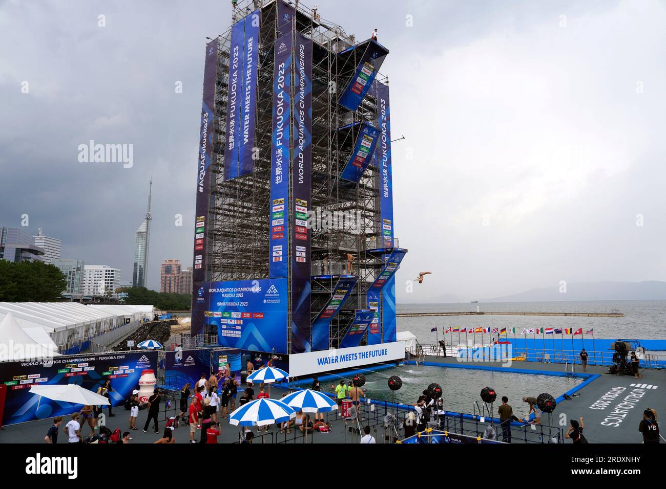 Matt Cooper of the Unites States dives during a practice session of ...