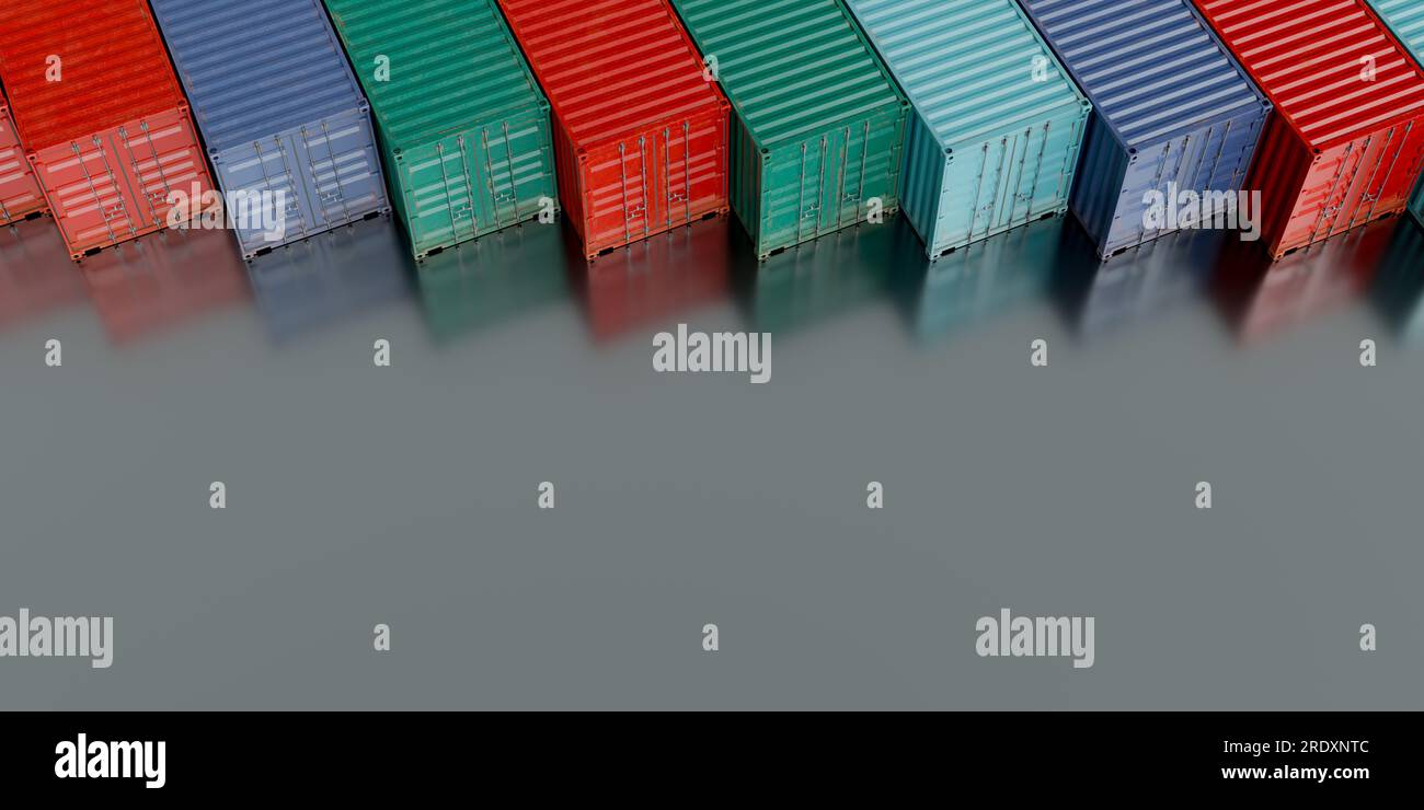 Background image with rows of export and import cargo containers of ...