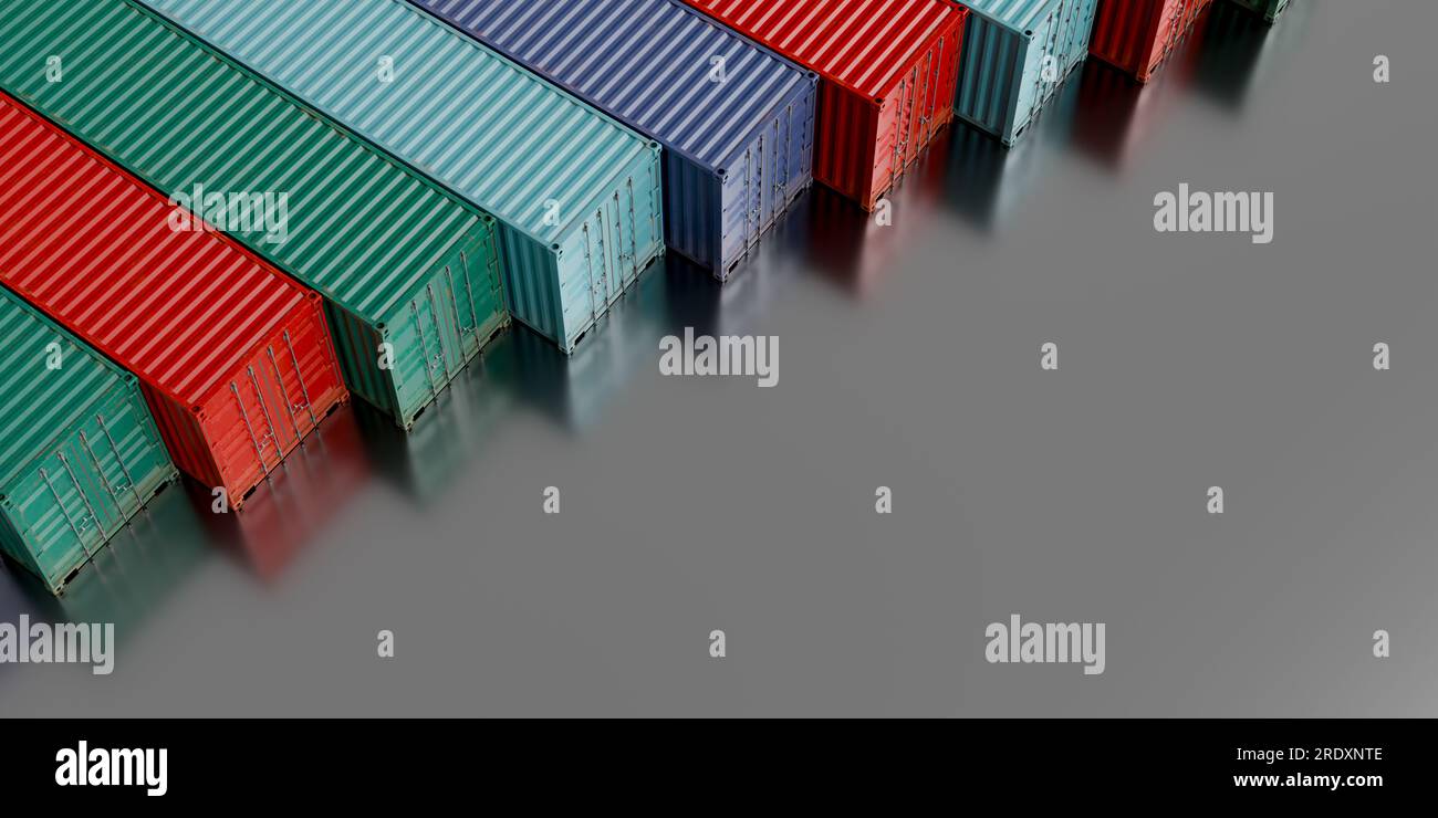 Background image with rows of export and import cargo containers of ...