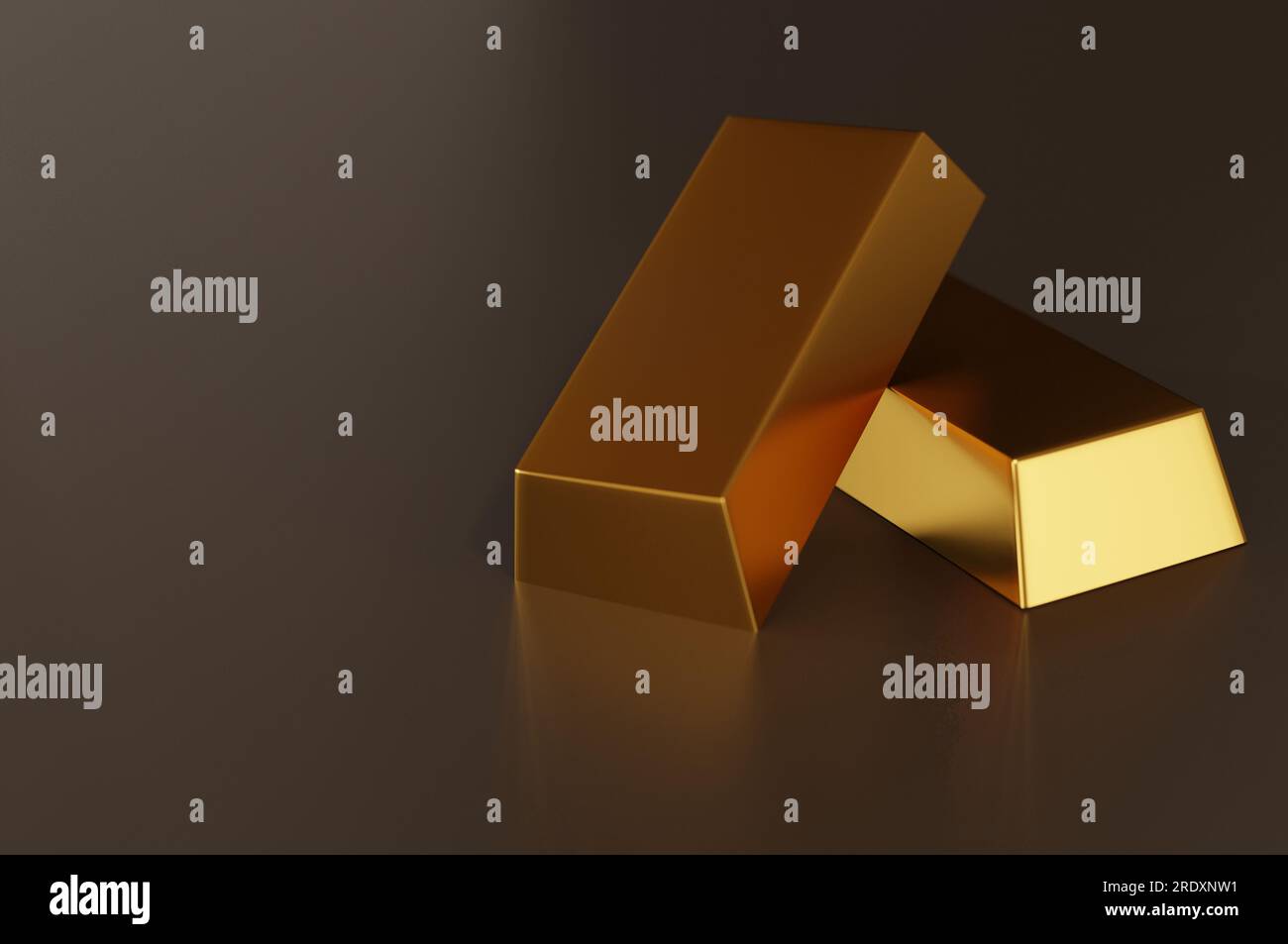 Two Gold bars on a brown background. Banking business concept. space ...