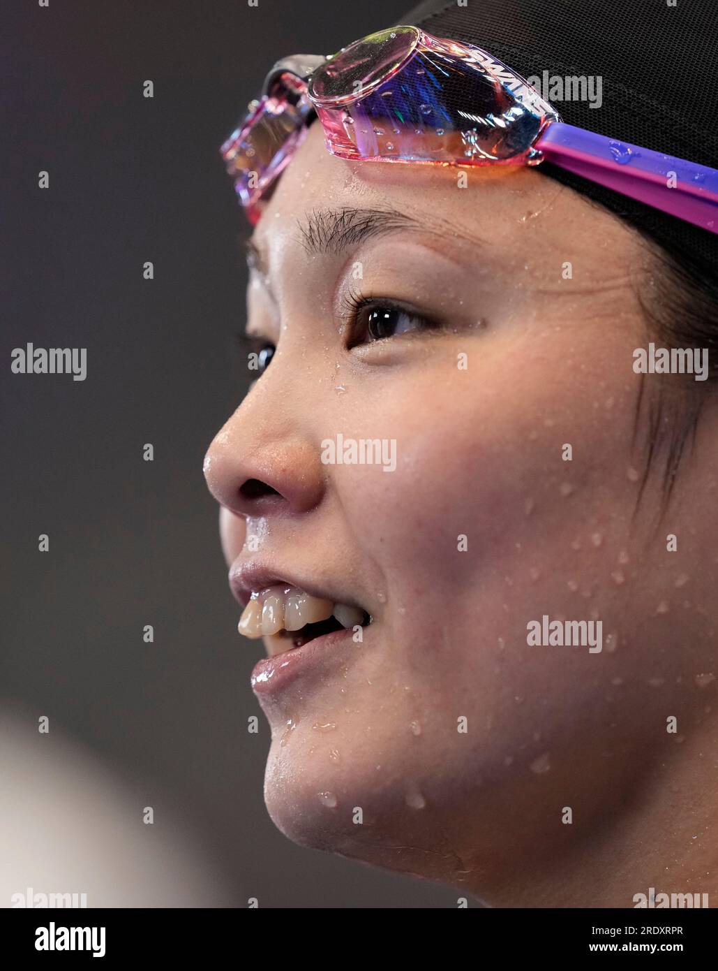 Yukimi Moriyama of Japan reacts after competing in the women's 1500m freestyle at the World ...