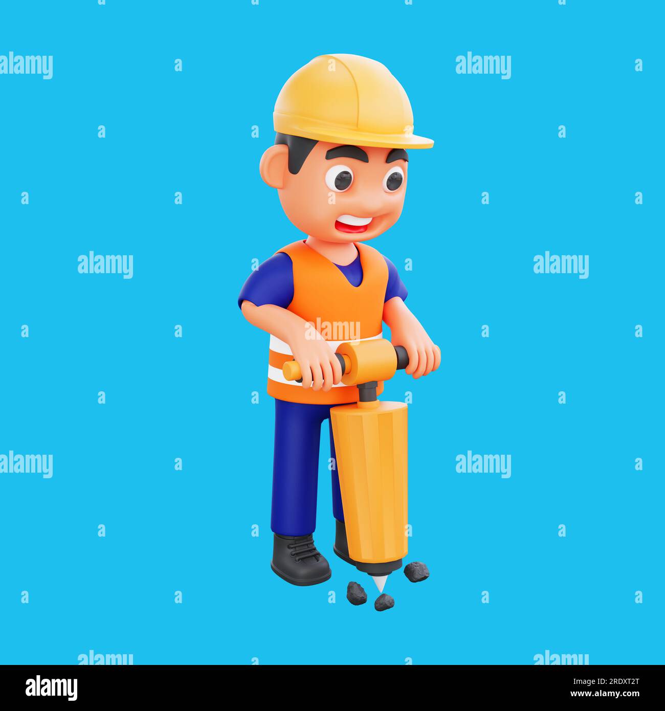3d render cute construction workers activities Stock Photo - Alamy