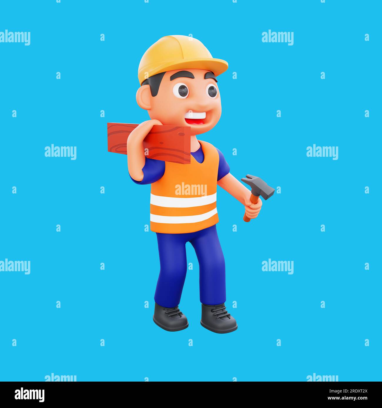 3d render cute construction workers activities Stock Photo - Alamy