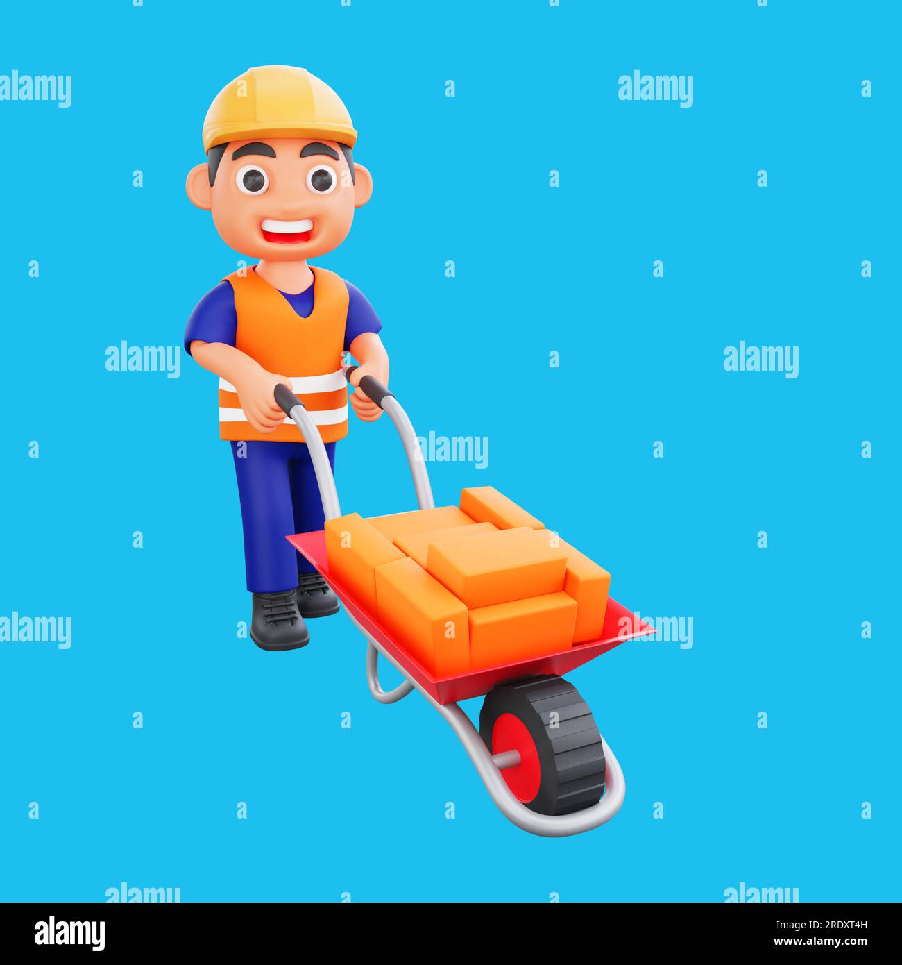 3d render cute construction workers activities Stock Photo - Alamy