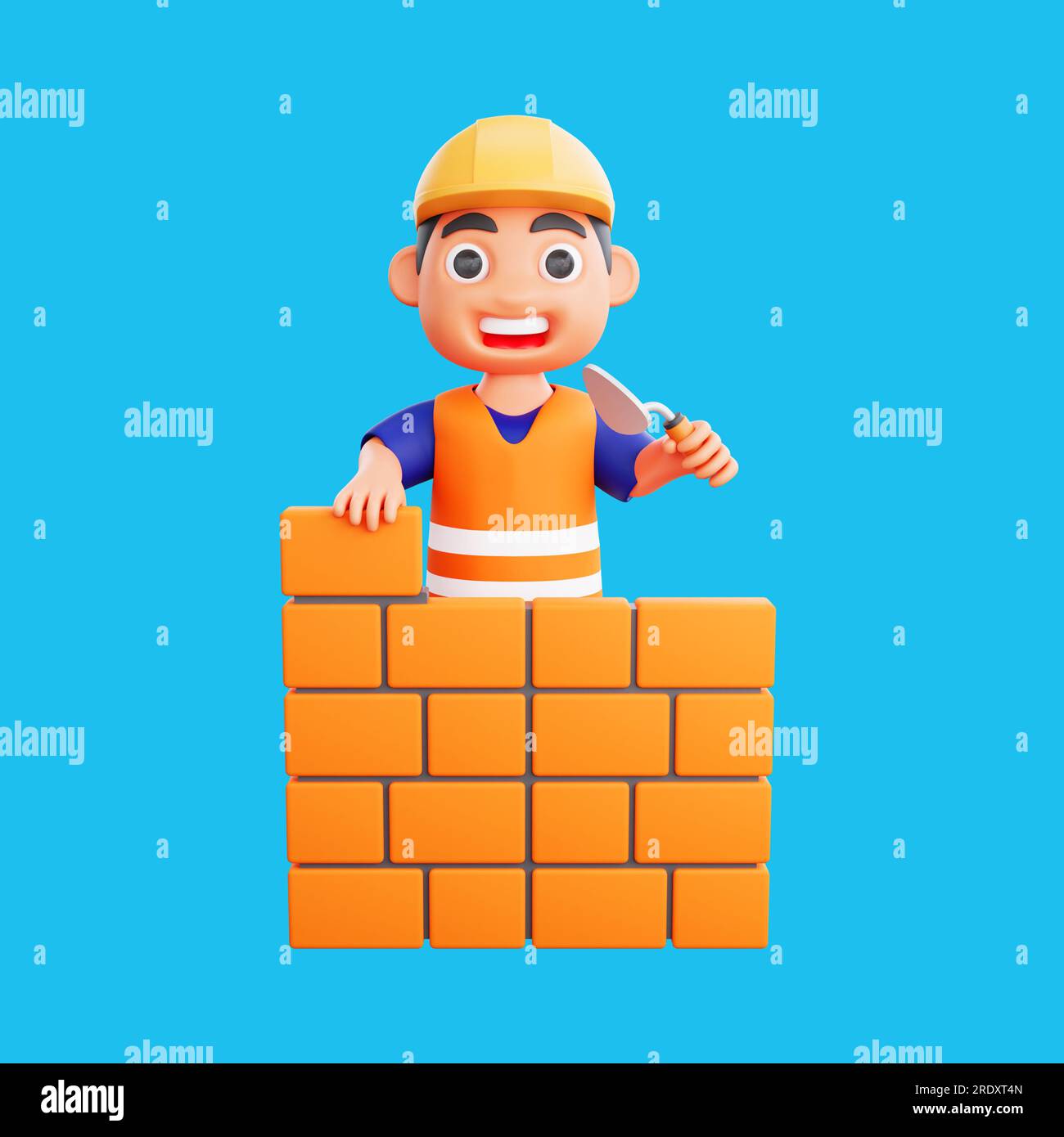 3d render cute construction workers activities Stock Photo - Alamy