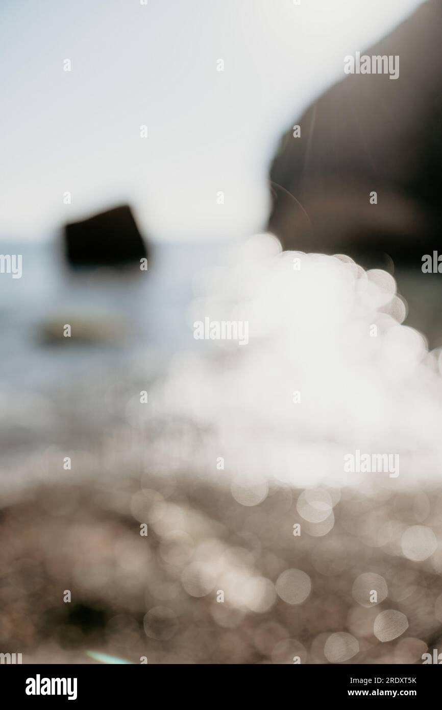 Abstract nature summer ocean sunset sea background. Small waves on ...