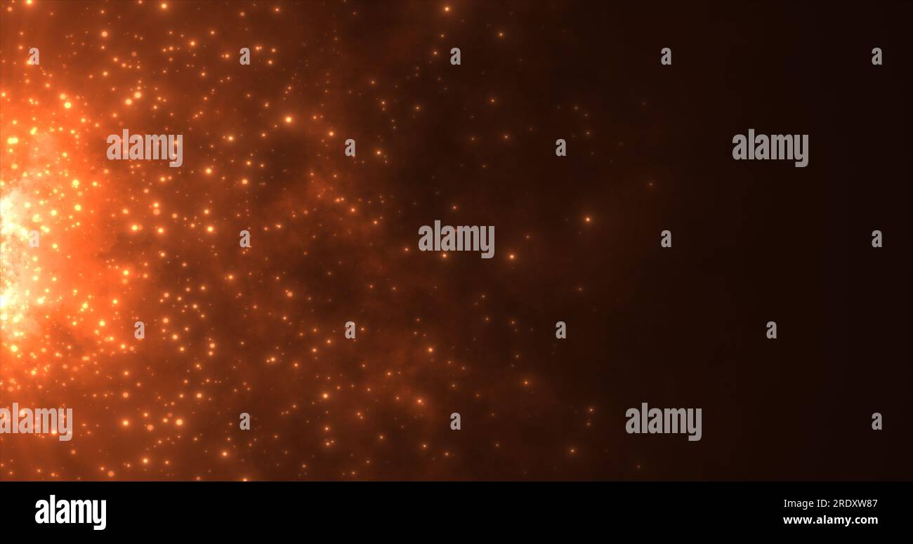 Abstract orange fiery flame bonfire of particles and sparks glowing ...