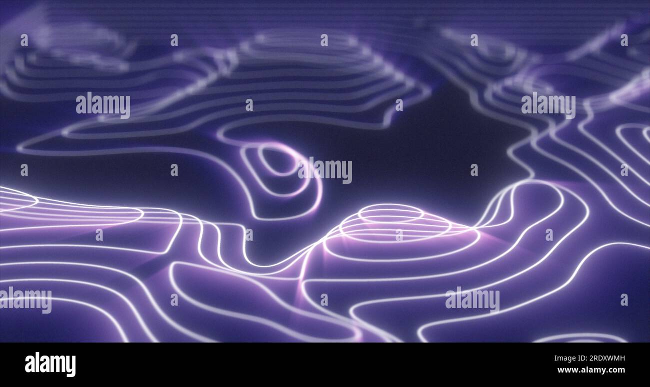 Abstract purple futuristic hi-tech landscape with mountains and canyons ...