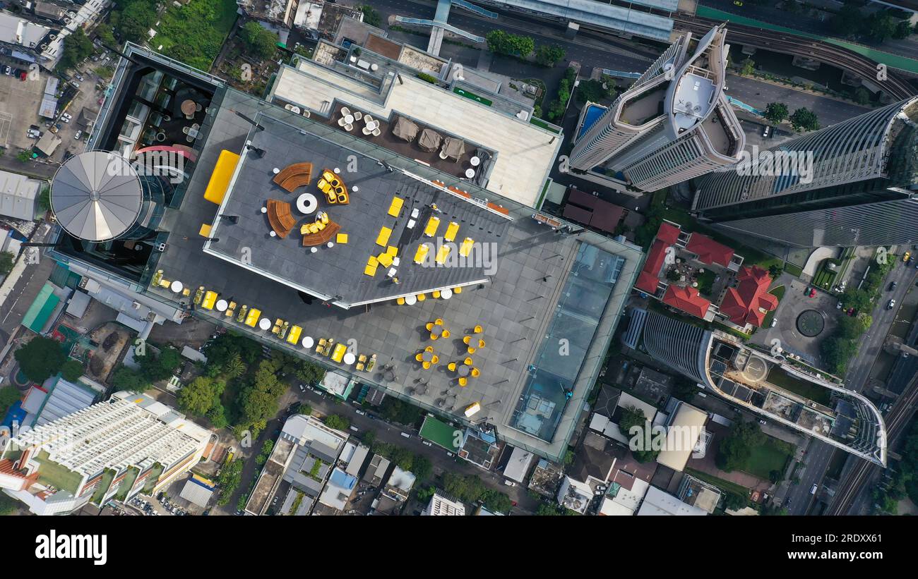 View from above of the rooftop in highest building in Bangkok Stock ...
