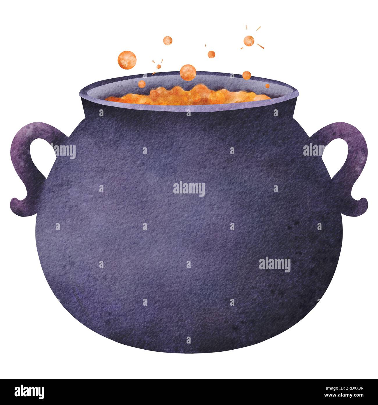 Cauldron with a orange potion and cheerful bubbles. decoction of the ...