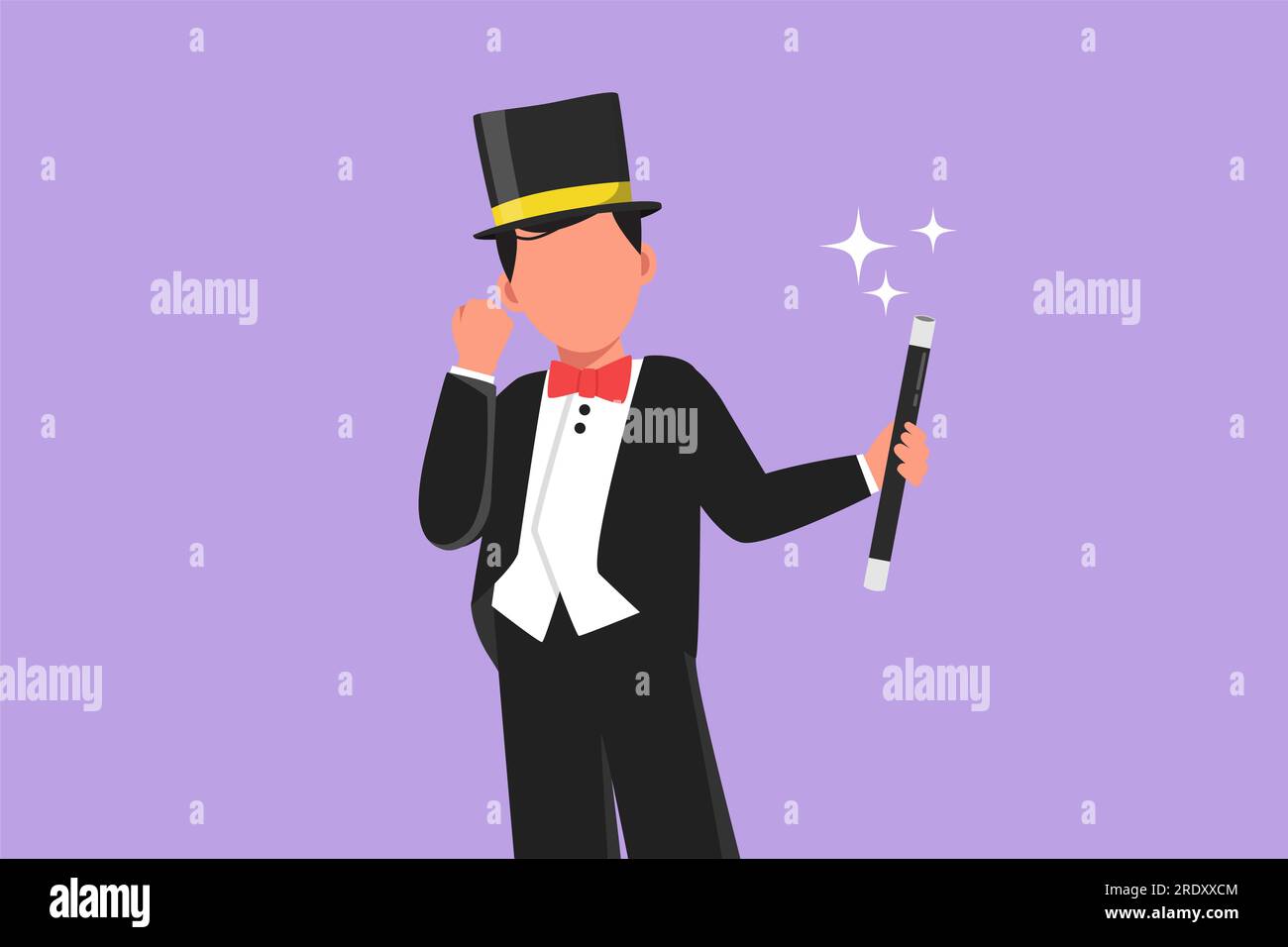 Graphic flat design drawing magician in tuxedo with celebrate gesture ...