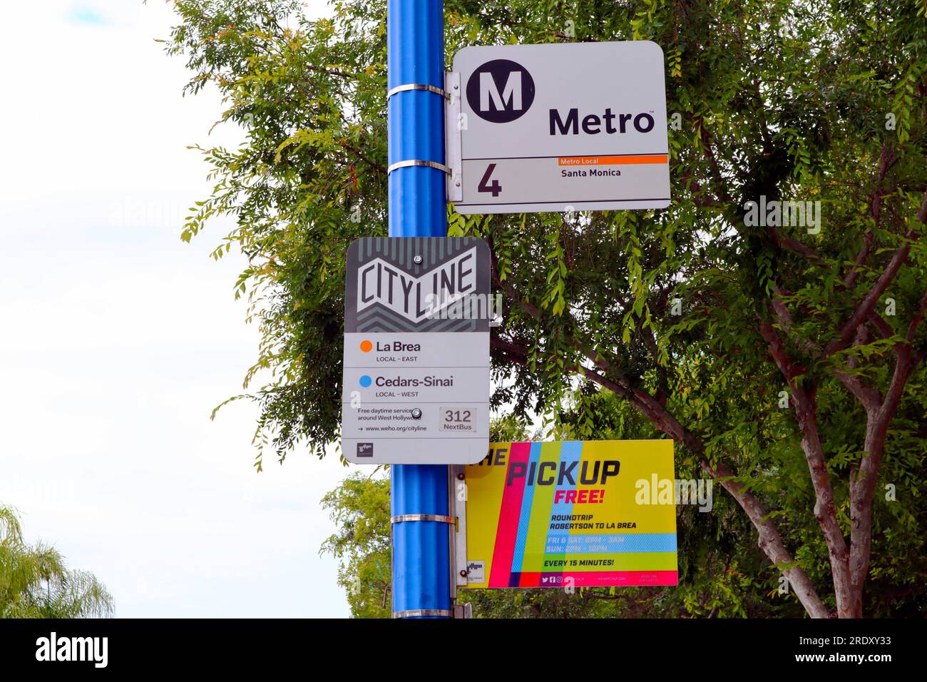 West Hollywood, California: CITYLINE, LA METRO and THE PICKUP Bus Stop ...