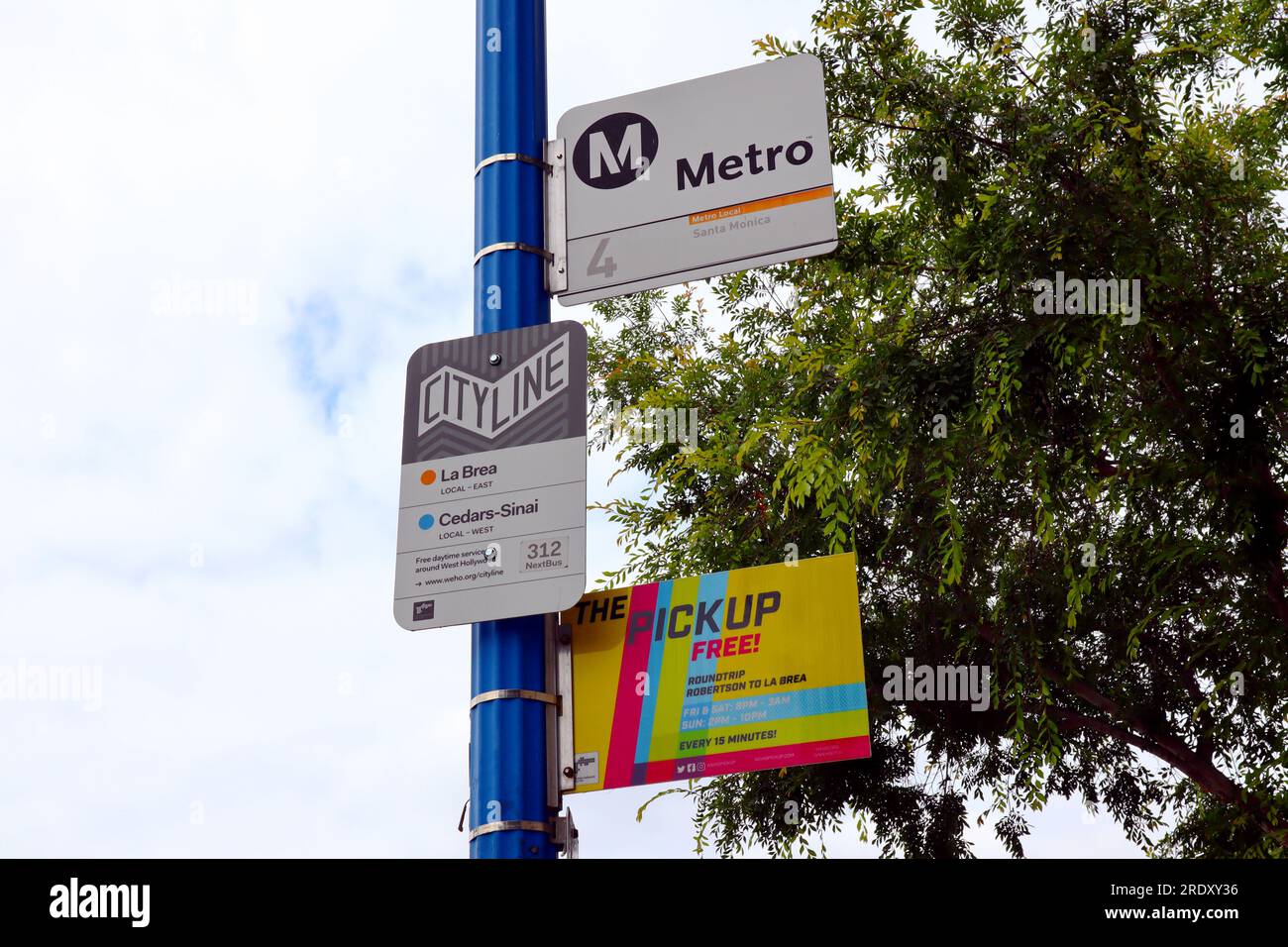 West Hollywood, California: CITYLINE, LA METRO and THE PICKUP Bus Stop ...