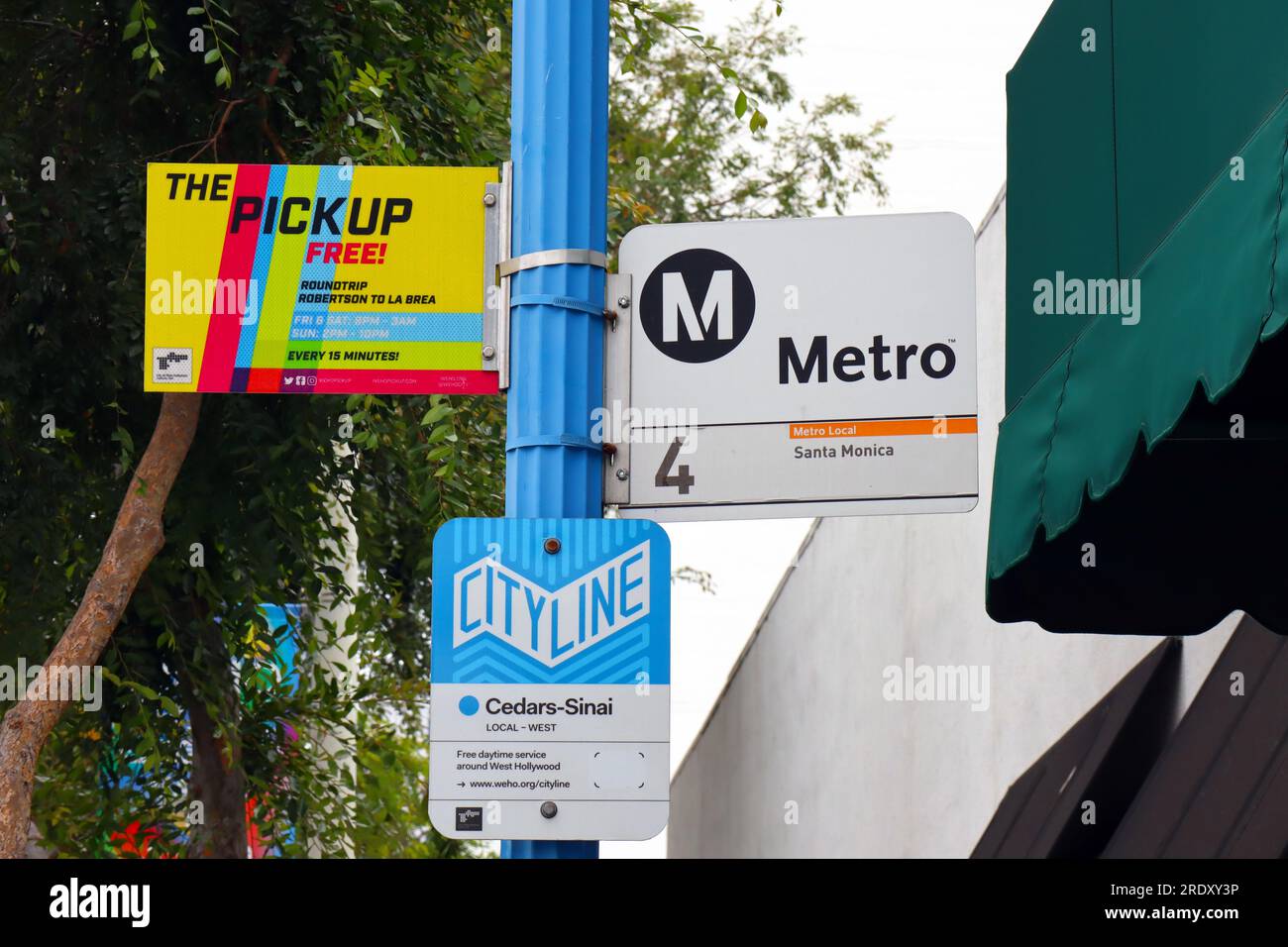 West Hollywood, California: CITYLINE, LA METRO and THE PICKUP Bus Stop ...
